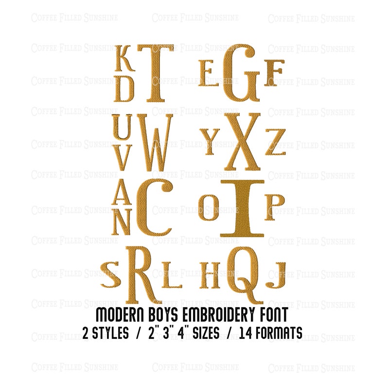 MODERN STACKED Embroidery Font 3 Sizes Boys Monogram Font - Etsy