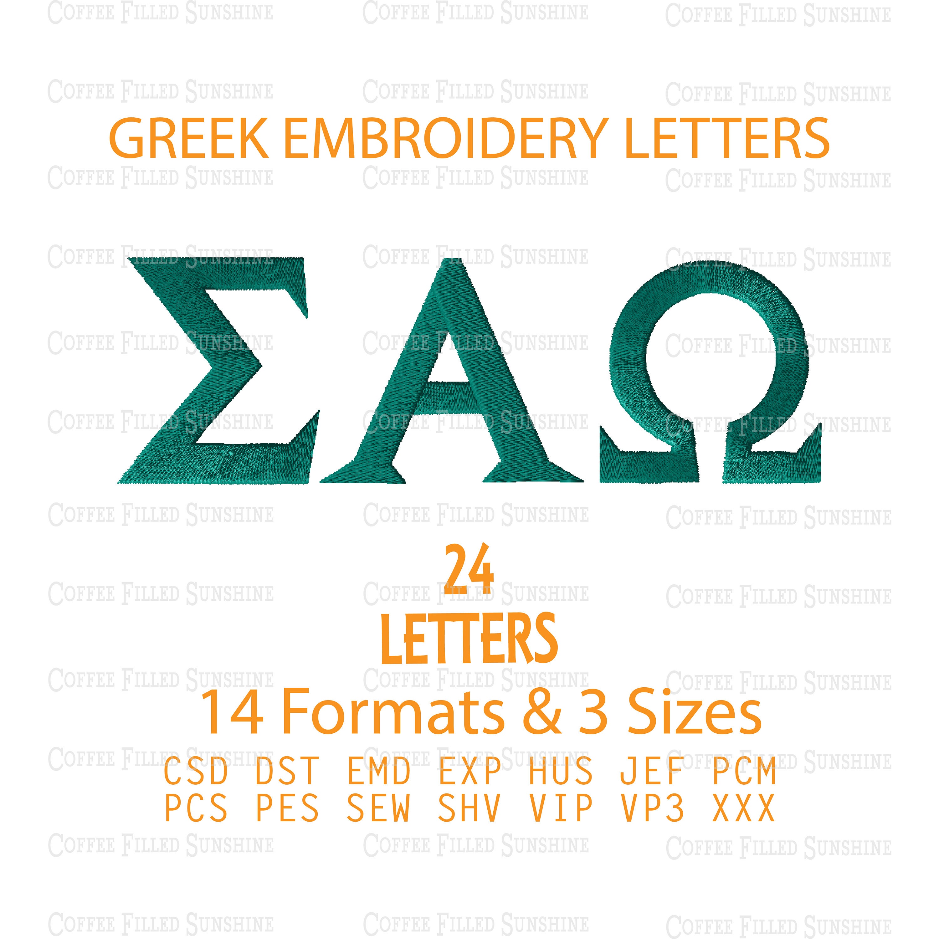 GREEK LETTERS EMBROIDERY 3 Sizes Greek Monogram Font - Etsy