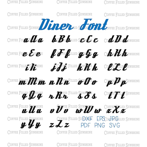 DINER SCRIPT FONT svg Font Cut/Print File Instant | Etsy