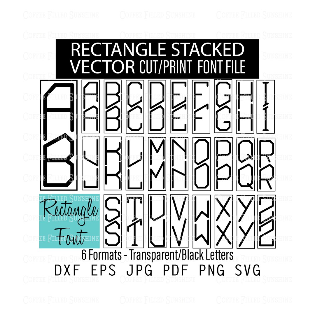RECTANGLE STACKED 2 Letter FONT Instant Digital Download, Vector Cut ...
