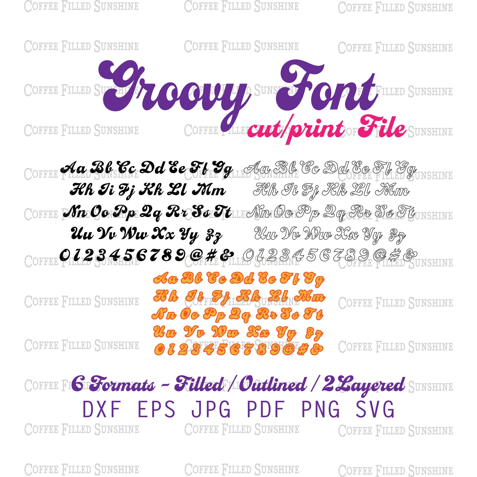 GROOVY FONT - VECTOR Letters, Cutter File, Layer Font, Printable ...