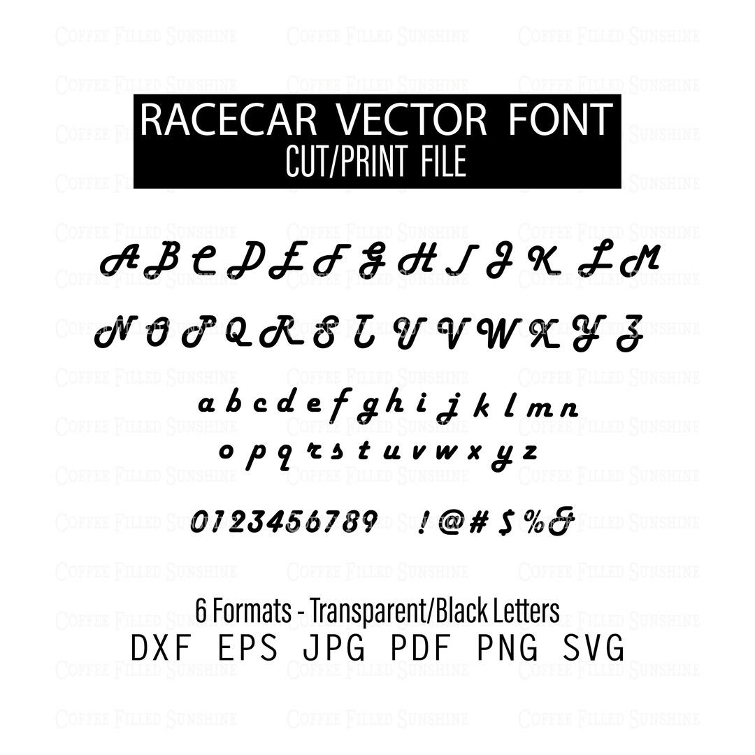 RACECAR VECTOR FONT - Instant Download, Svg Letters, Cutter File ...