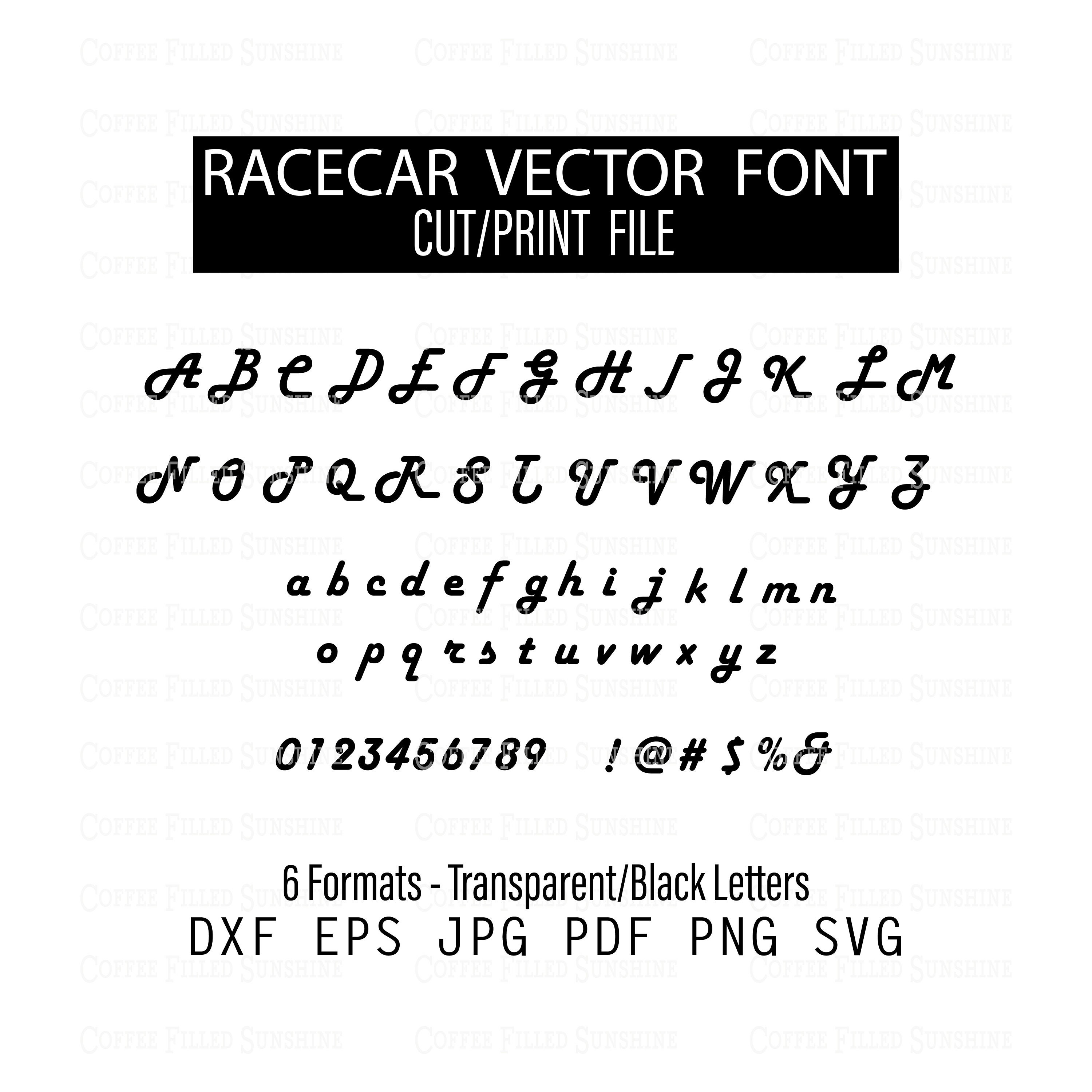 RACECAR VECTOR FONT Instant Download Svg Letters Cutter | Etsy