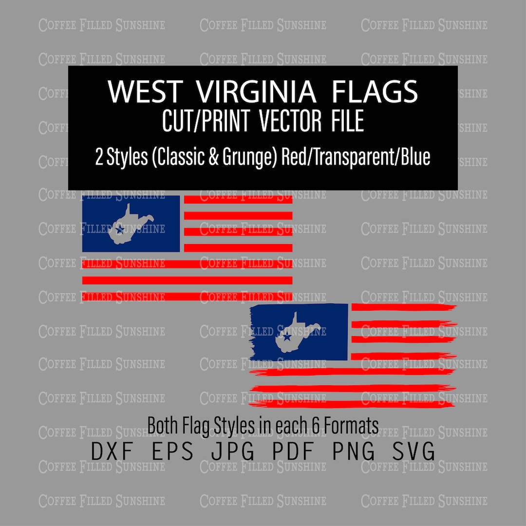 WEST VIRGINIA Flag - WV State Cutout in Usa Flag, Grunge & Classic ...