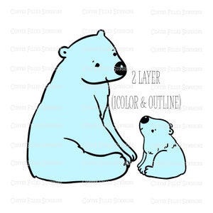 Digital POLAR BEAR, Clip Art, Mama and Baby, Momma Polar Bear, Baby ...