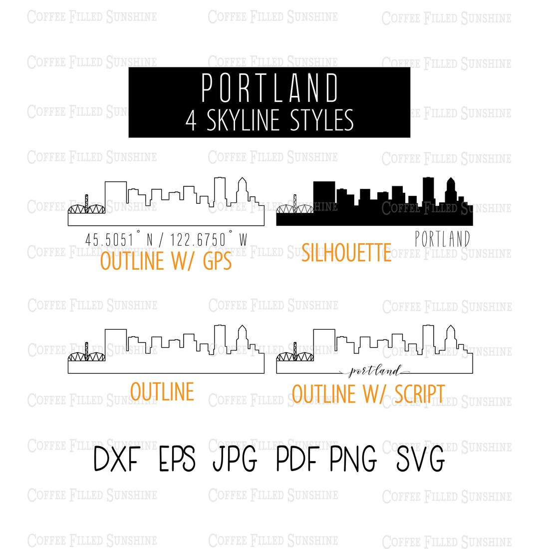 PORTLAND OREGON City Skyline - Instant Digital Download, Gps ...
