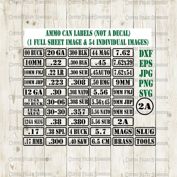 AMMO CAN LABELS 2nd Amendment Military Cut Print File | Etsy