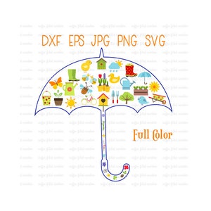 SPRING CLIPART, Digital, Colored, Spring Icons, Umbrella, Bicycle ...