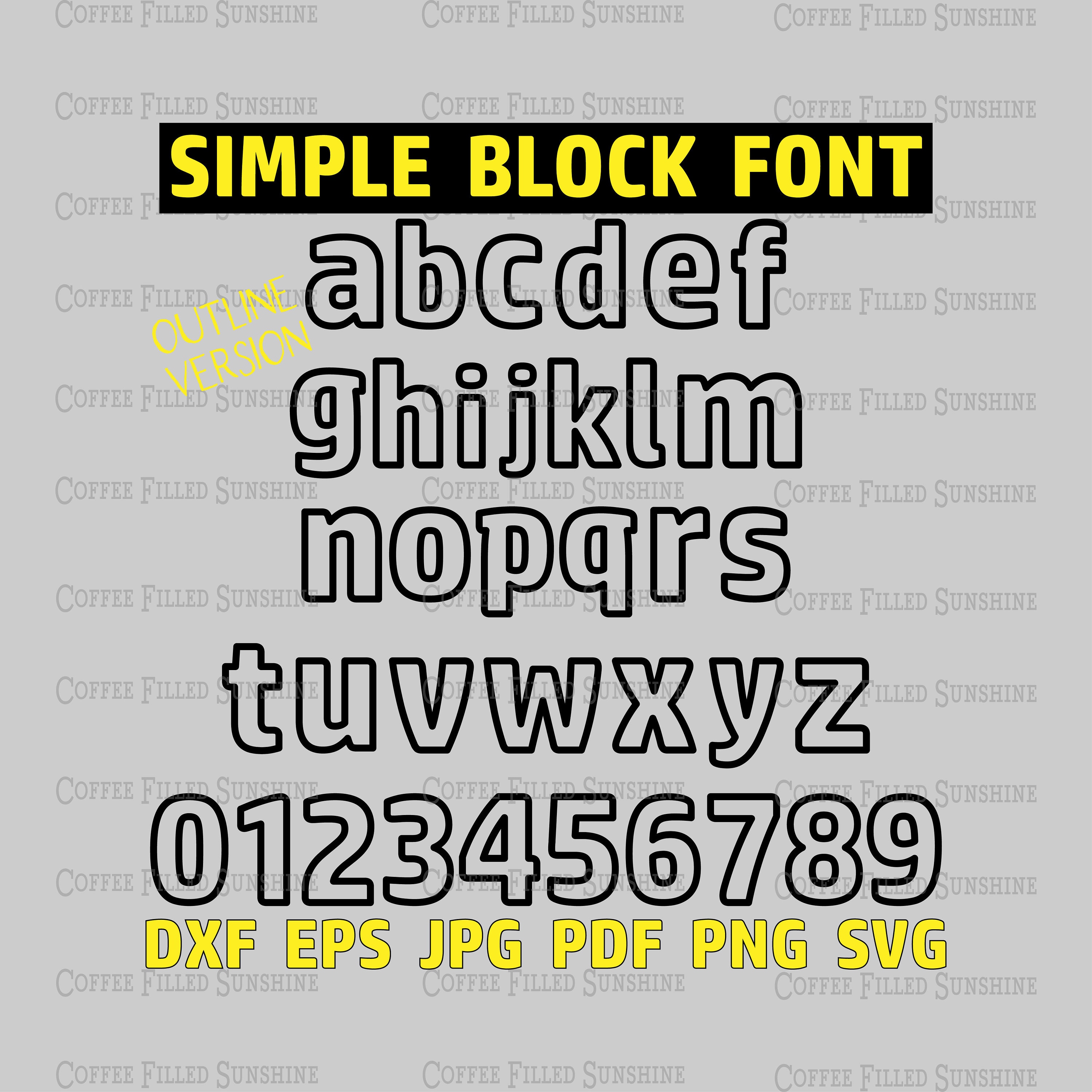 SIMPLE BLOCK FONT Svg - Digital Download - Cutter File, Printable, Iron ...