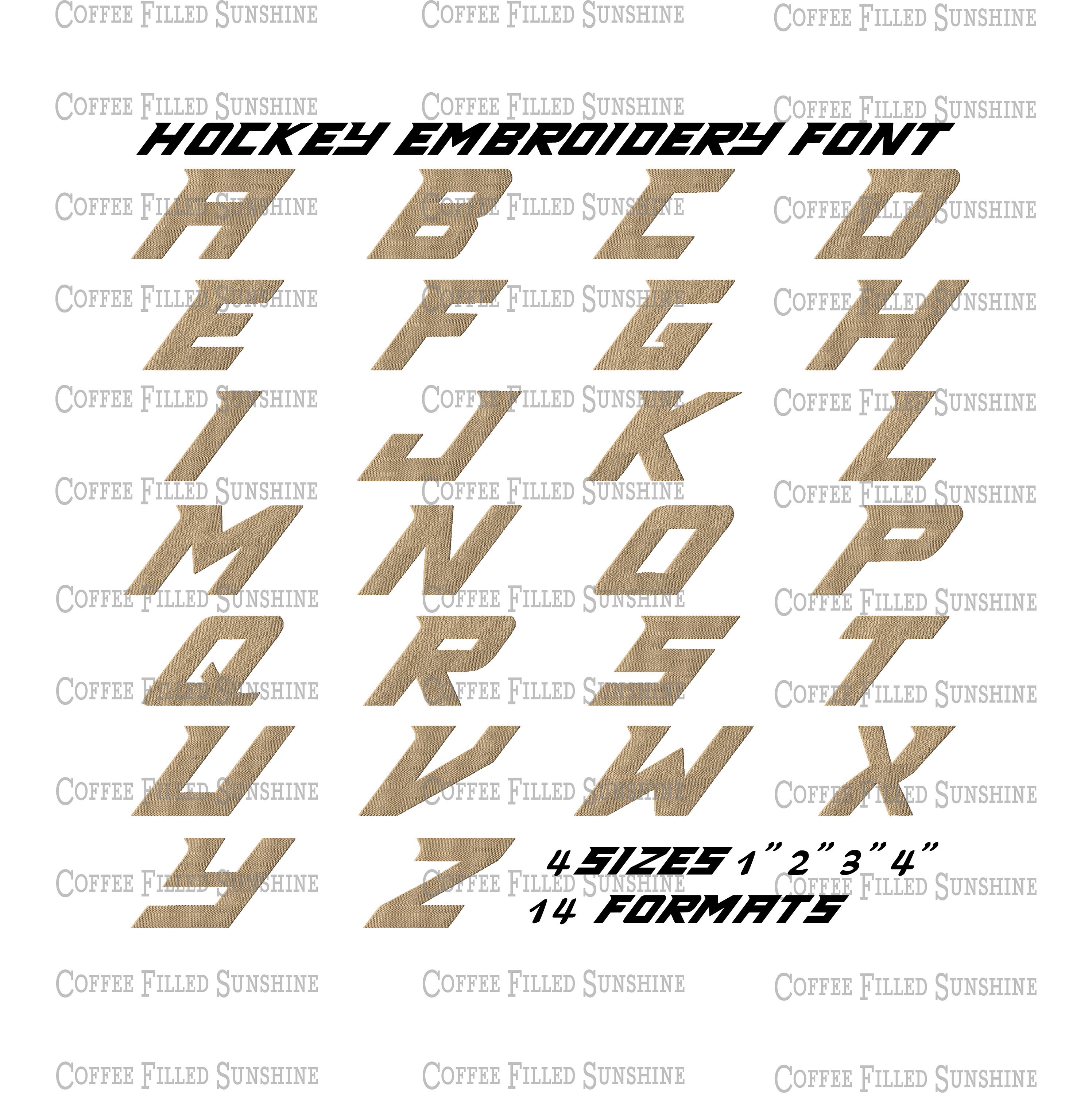 HOCKEY EMBROIDERY Font 4 Sizes Boys Monogram Instant | Etsy