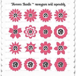 FLOWER FRAMES for MONOGRAMMING - Digital Cut/print File - Instant ...