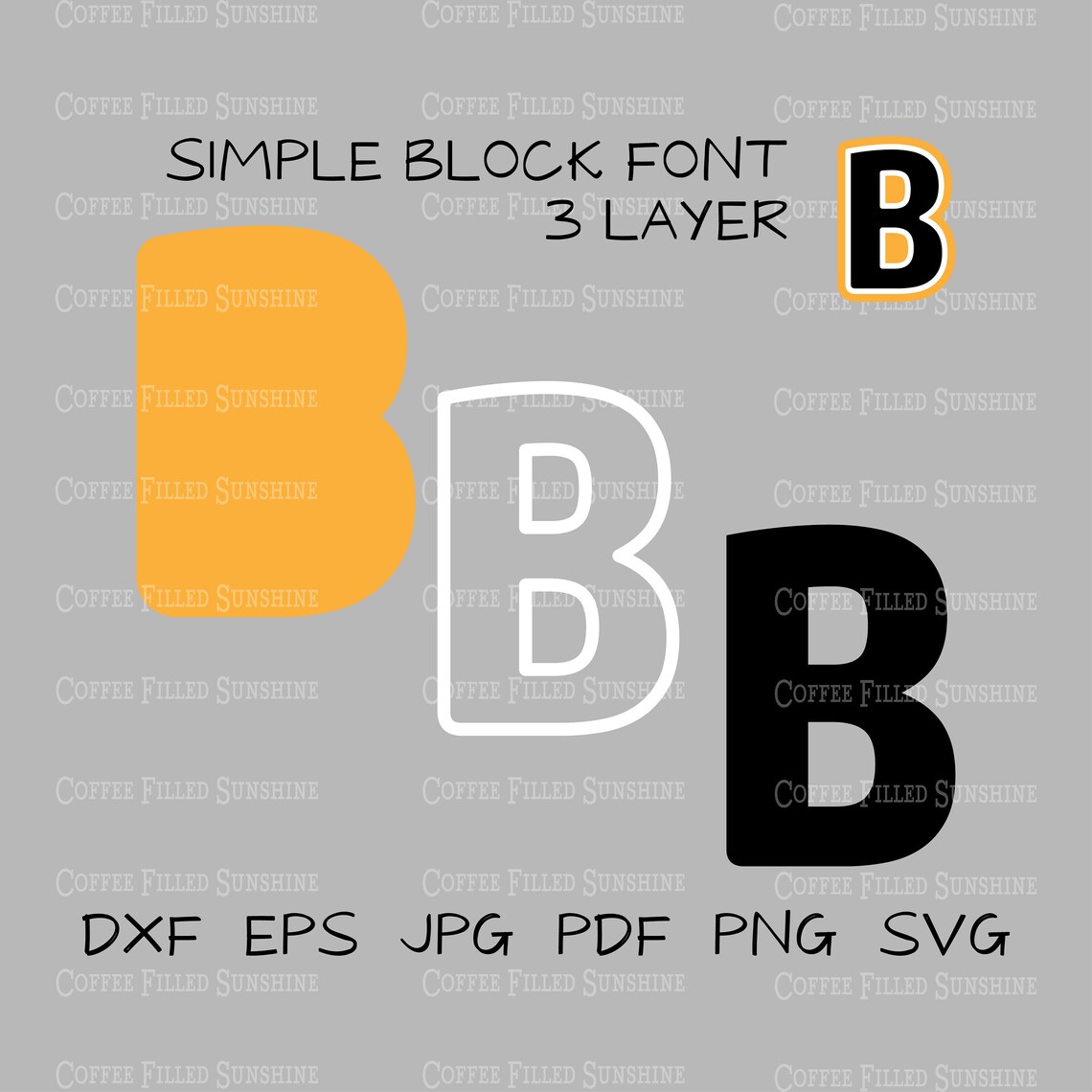 SIMPLE BLOCK 3 LAYER Font - Digital Download - Cut File, Printable ...