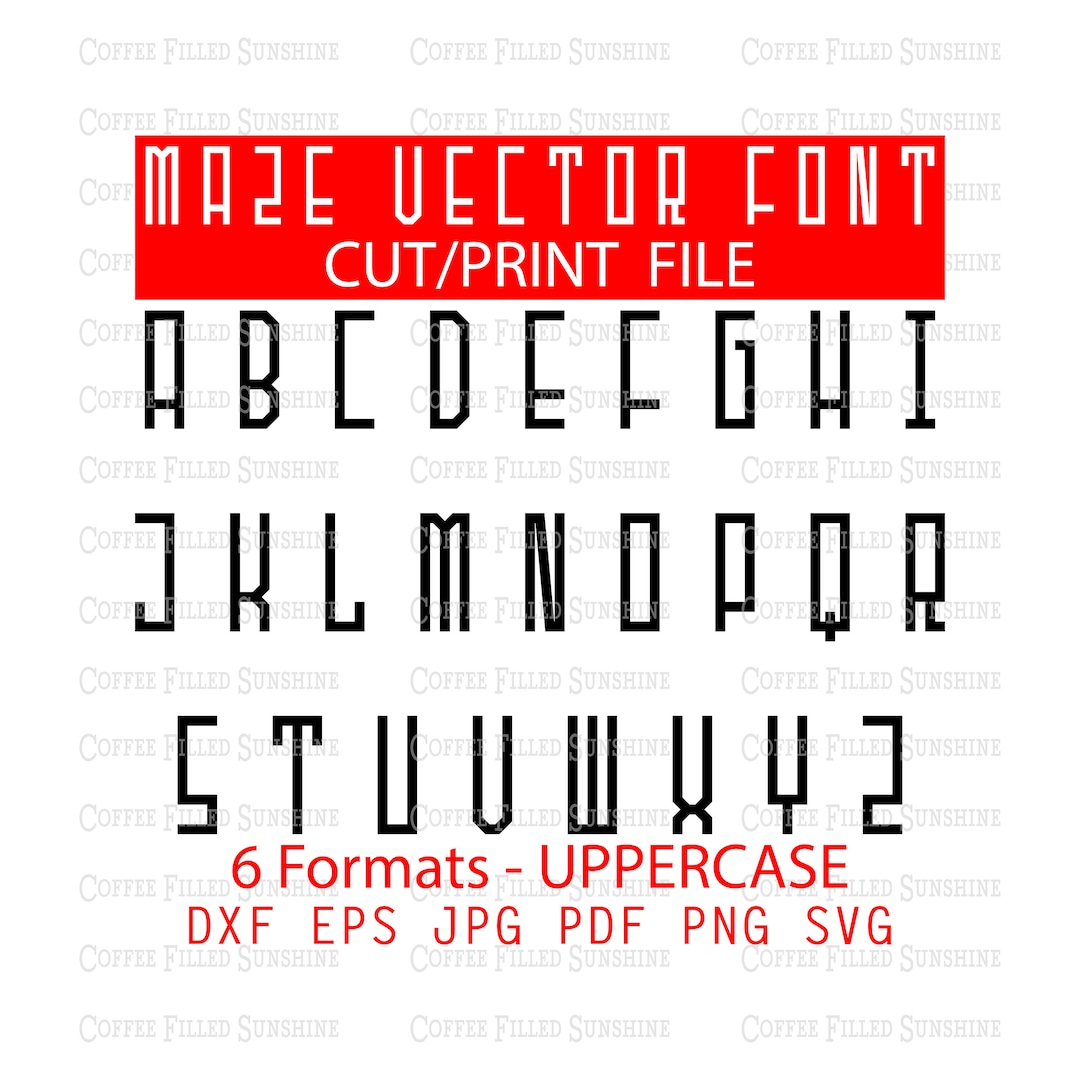 MAZE VECTOR FONT Fun Uppercase Letters, Cutter File, Printable, Digital ...