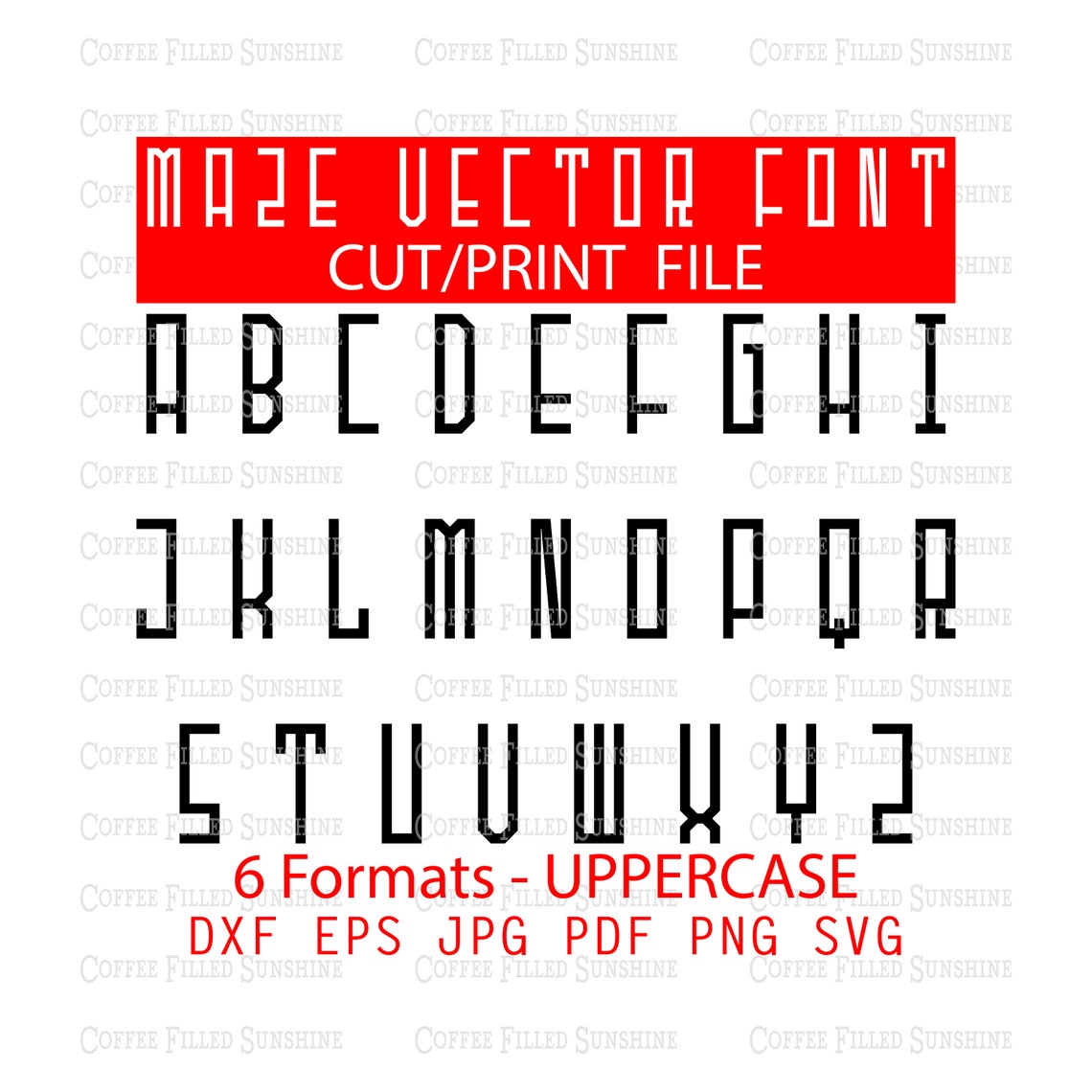 MAZE VECTOR FONT Fun Uppercase Letters Cutter File - Etsy