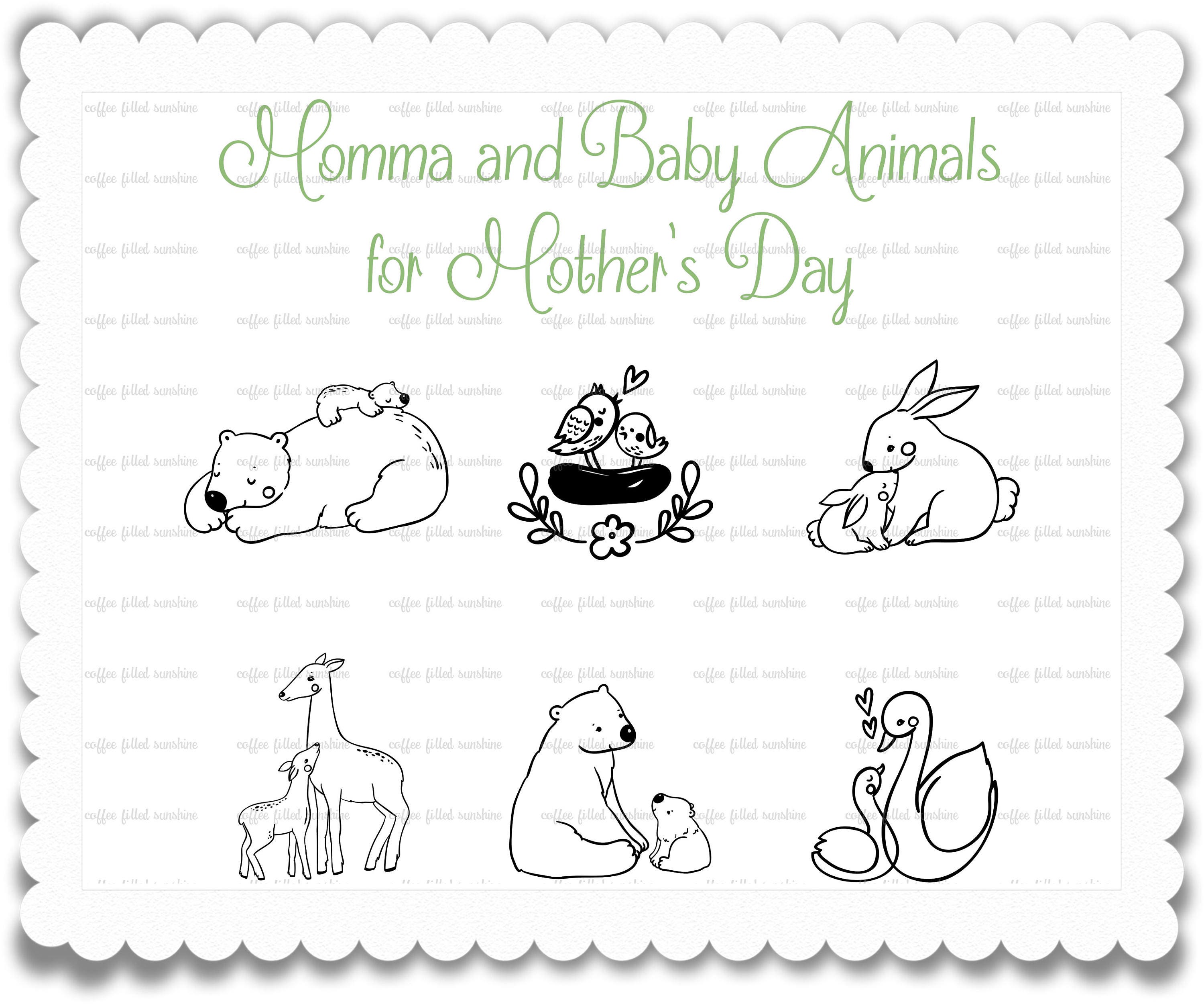 MOMMA and BABY ANIMALS Digital Cut File Mother's Day | Etsy