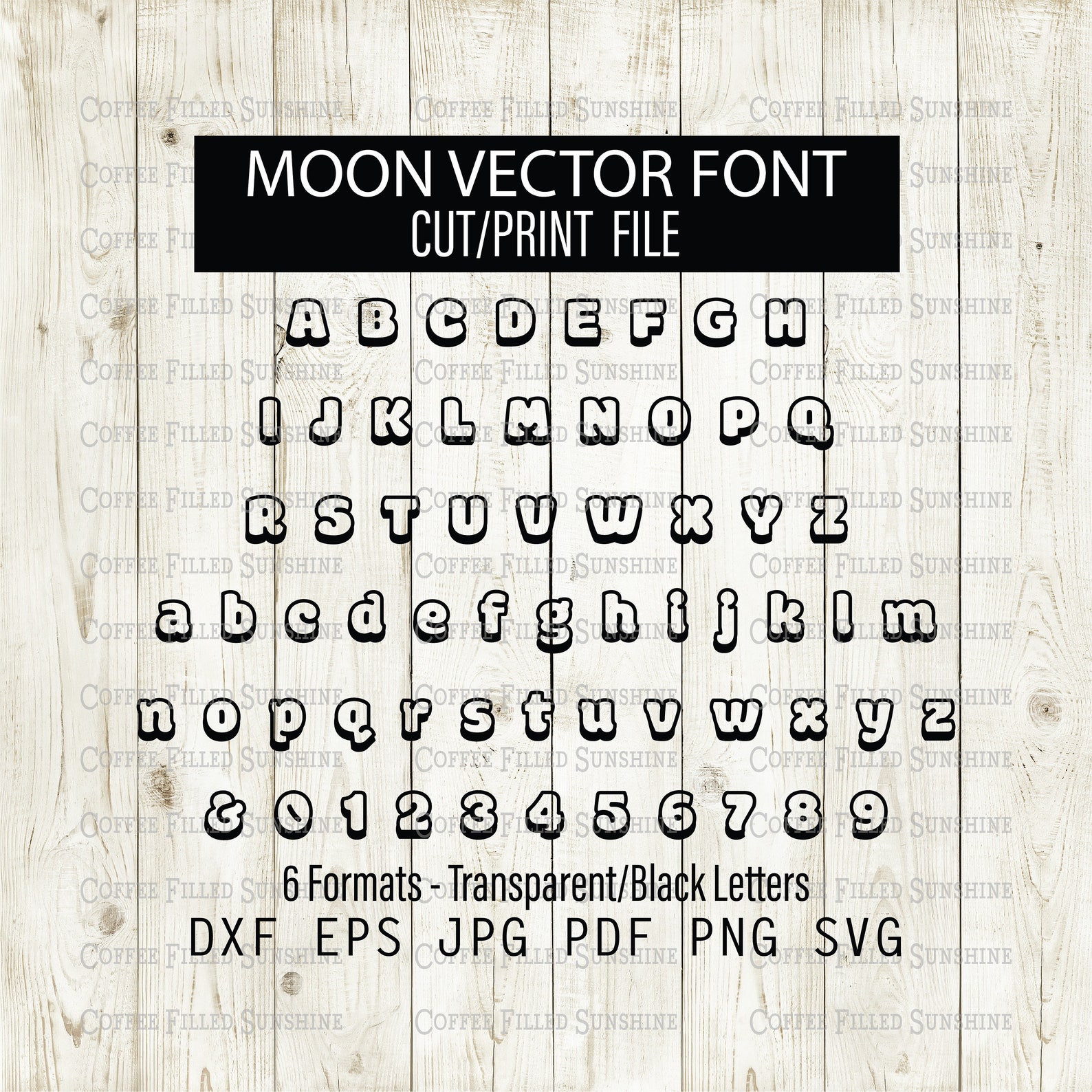 MOON FONT Digital Download VECTOR Shadow Font Transparent - Etsy