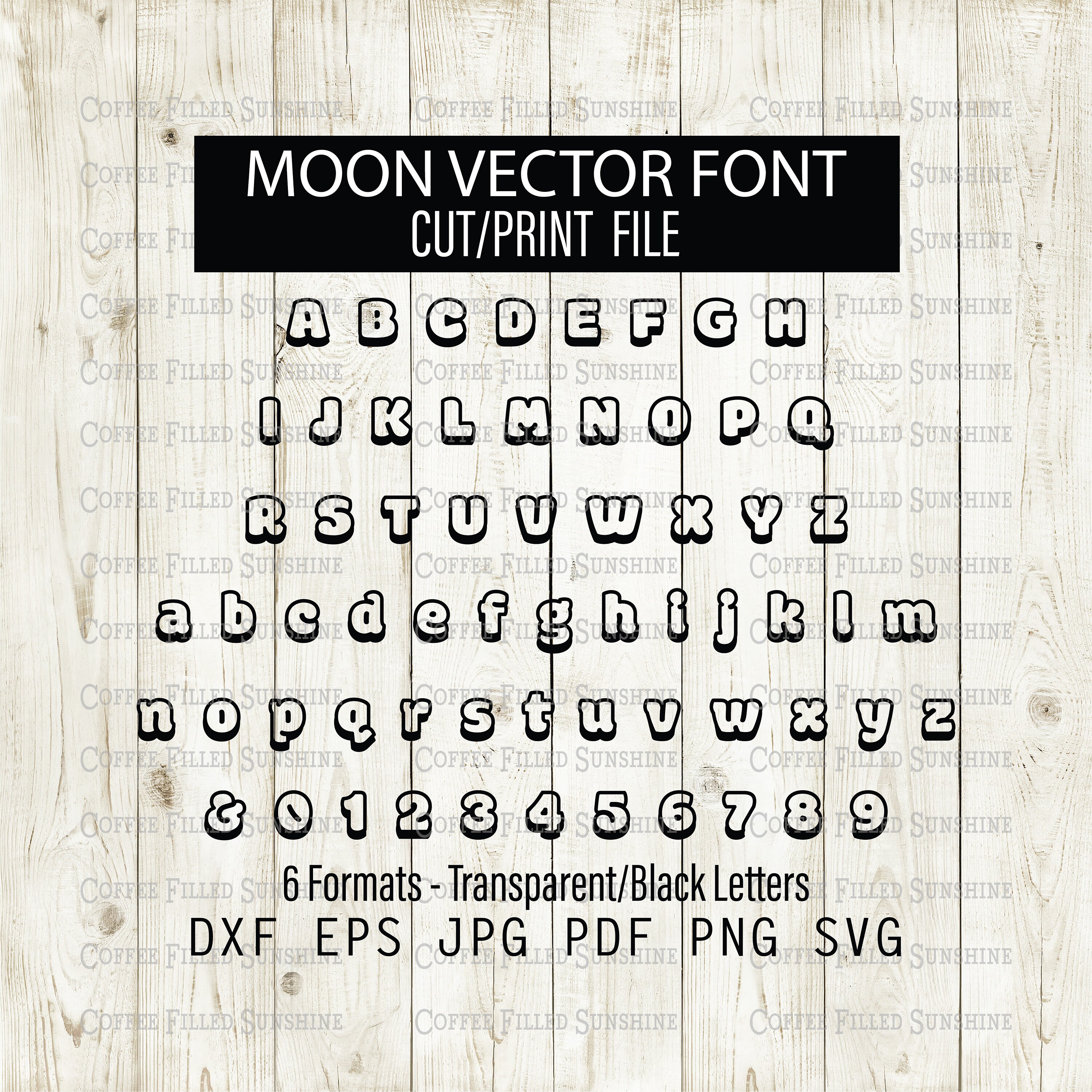 MOON FONT Digital Download VECTOR Shadow Font Transparent - Etsy
