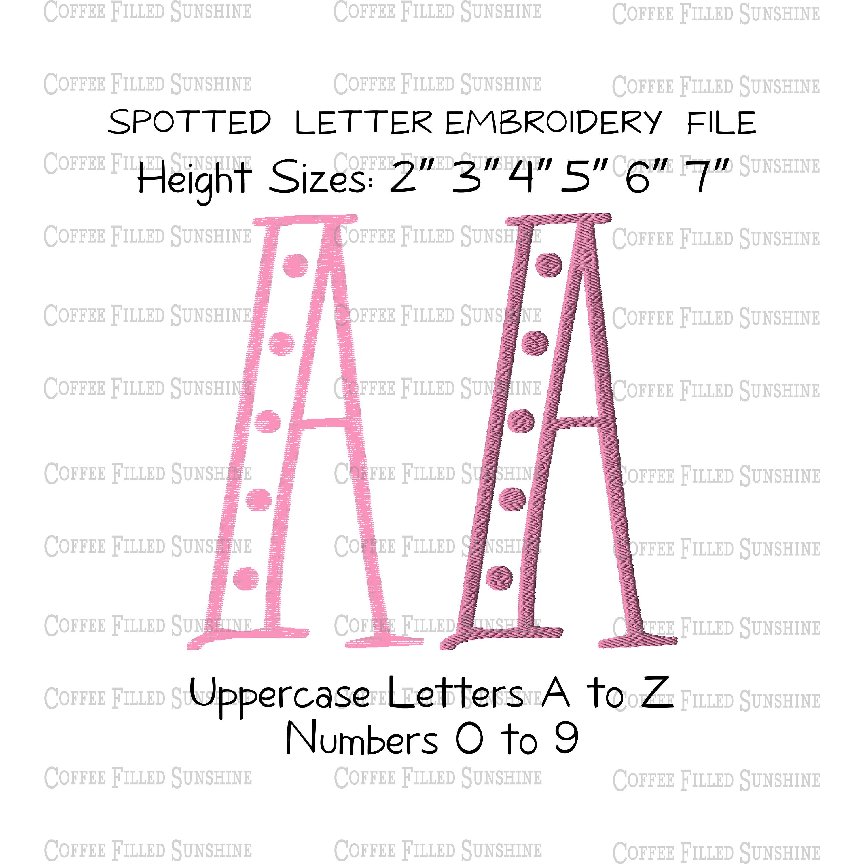 SPOTTED LETTER EMBROIDERY 6 Sizes Monogram Font Instant - Etsy
