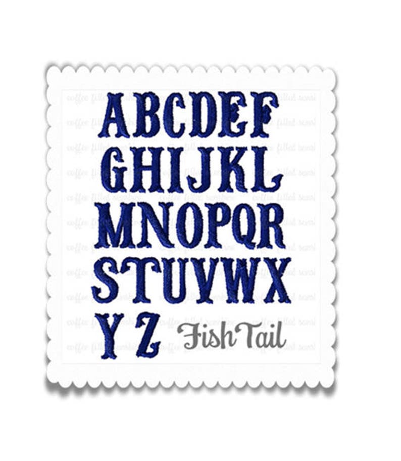 MINI FISHTAIL EMBROIDERY Monogram, Fish Tail Font, Fishtail, Carnival ...