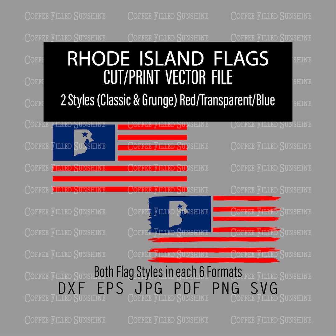 RHODE ISLAND Flag - RI State Cutout in Usa Flag, Grunge & Classic Flag ...