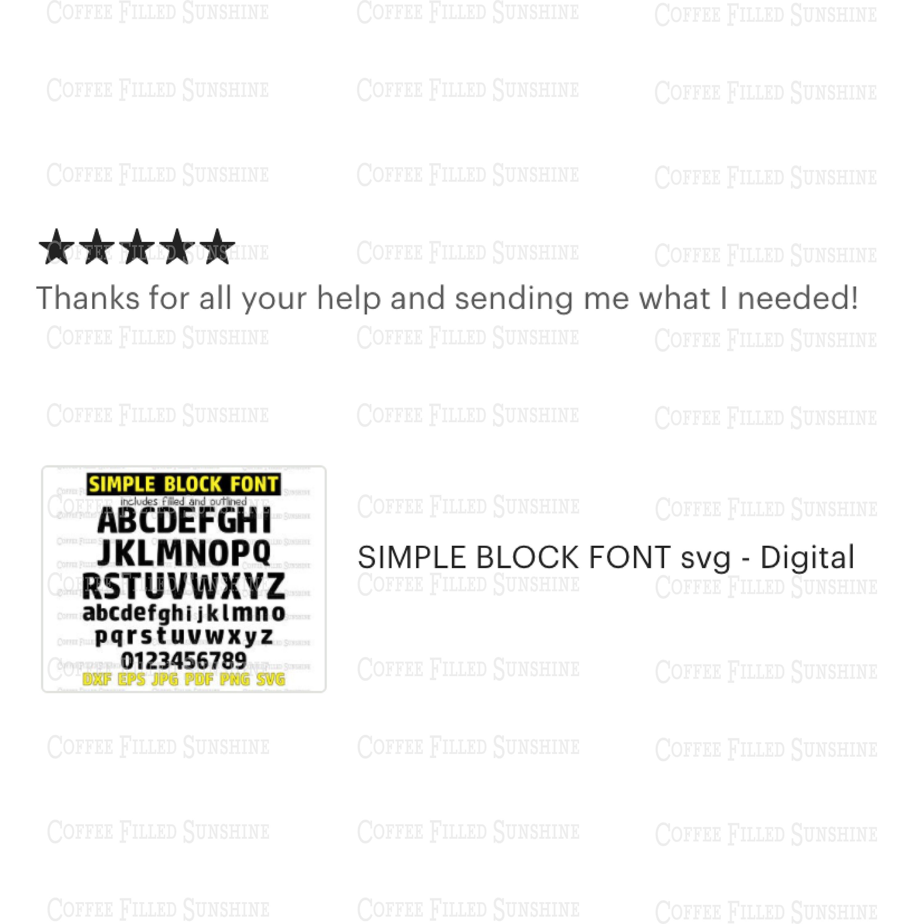 SIMPLE BLOCK FONT Svg - Digital Download - Cutter File, Printable, Iron ...