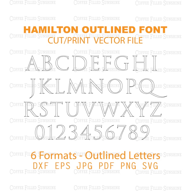 HAMILTON OUTLINE Single Layer Alphabet Digital Cut File | Etsy