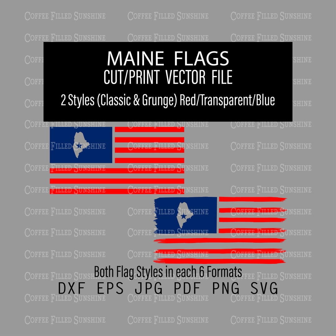 MAINE Flag - ME State Cutout in USA Flag, Grunge & Classic Flag ...