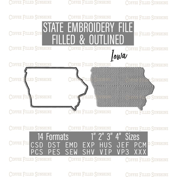 IOWA EMBROIDERY File Digital Download 4 IA State Sizes Csd | Etsy