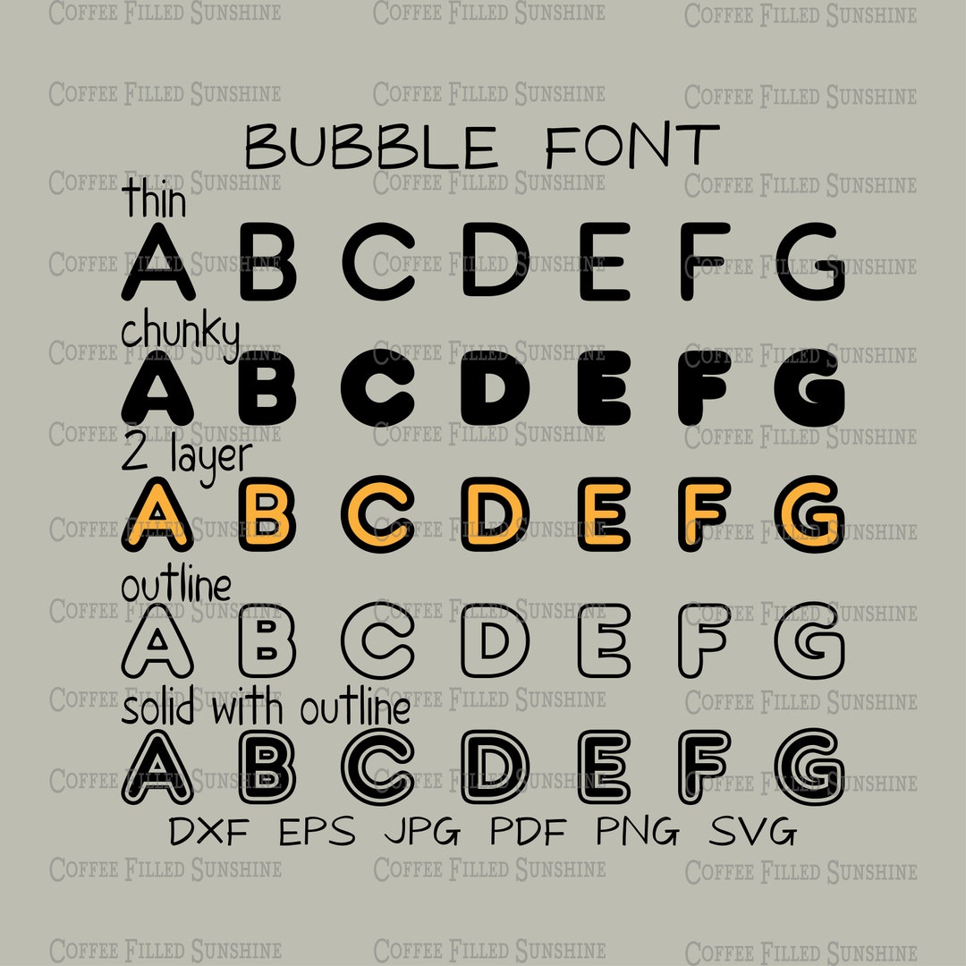 BUBBLE FONT Vector Font - Cutter File, Printable, Iron On, Funky ...