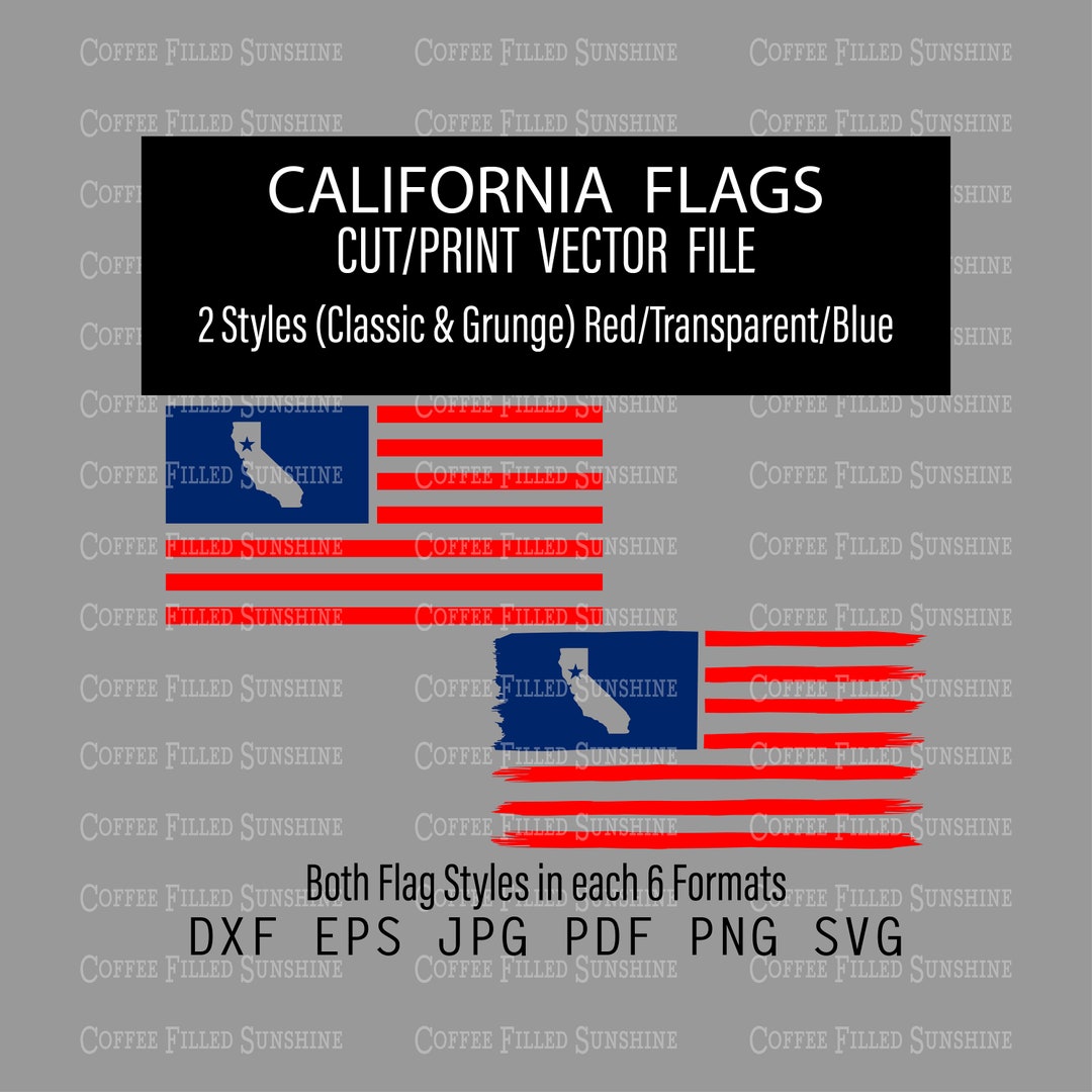 CALIFORNIA Flag - CA State Cutout in USA Flag, Grunge & Classic Flag ...
