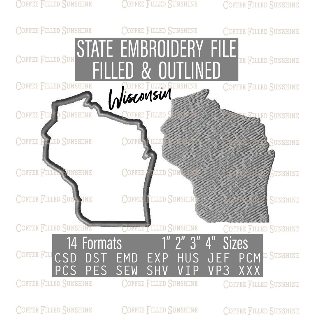 WISCONSIN EMBROIDERY File - Digital Download 4 WI Sizes Csd Dst Emd Exp ...