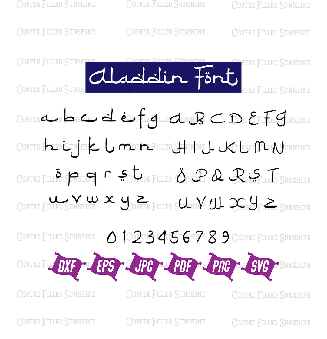 ALADDIN FONT - Arabic Vector Font, Instant Digital Download, Dxf Eps ...