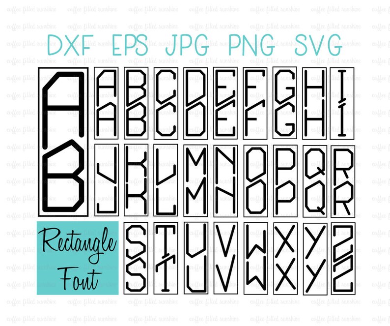 RECTANGLE STACKED FONT Digital Cut File Vector Font 2 | Etsy