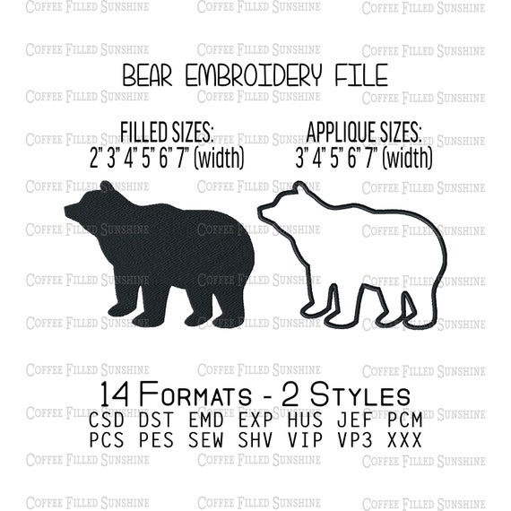 BEAR EMBROIDERY File Digital Download Filled Applique Csd | Etsy