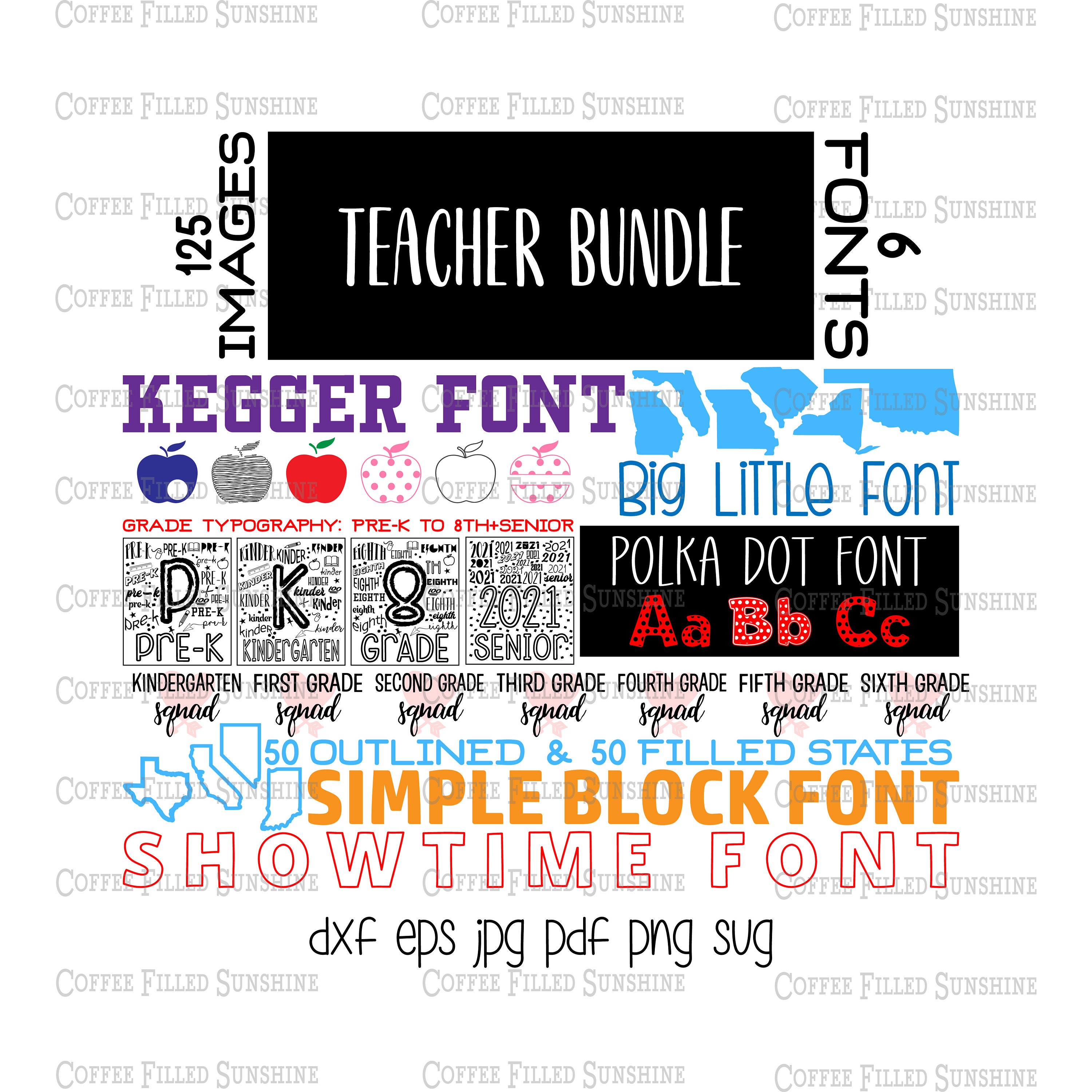 TEACHER VECTOR FONT svg Bundle School Educator Instant | Etsy