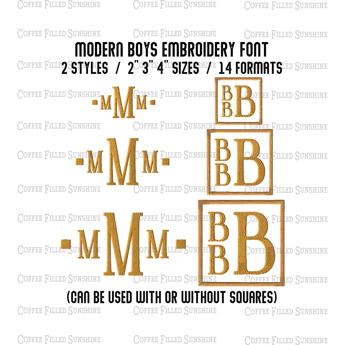 MODERN STACKED Embroidery Font 3 Sizes Boys Monogram Font - Etsy