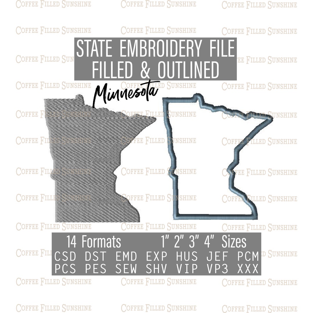 MINNESOTA EMBROIDERY File - Digital Download, 4 MN Sizes Csd Dst Emd ...