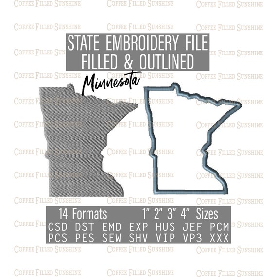 MINNESOTA EMBROIDERY File Digital Download 4 MN Sizes Csd | Etsy