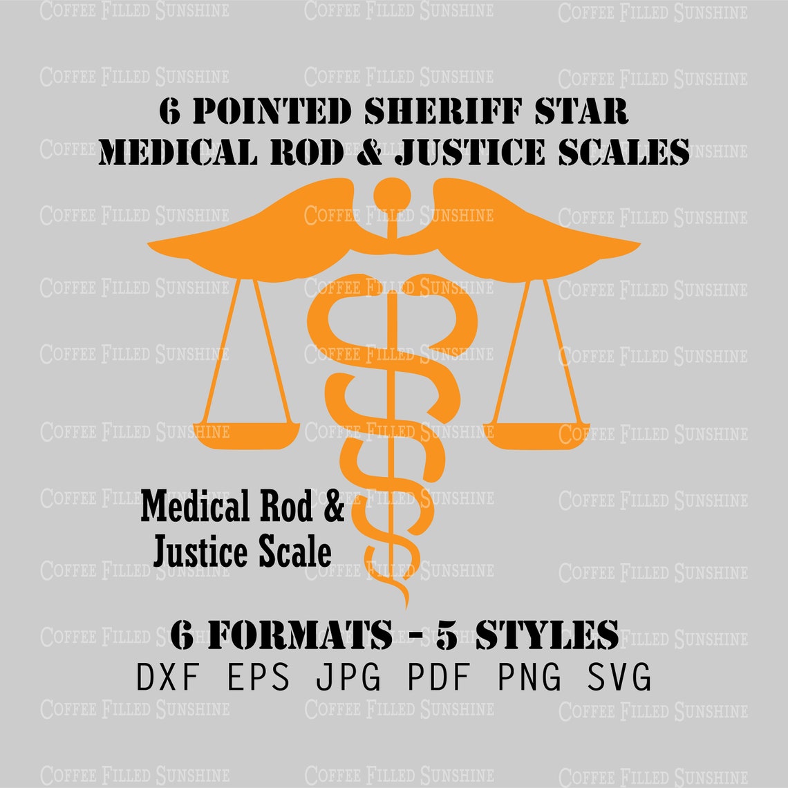 SHERIFF STAR Medical Rod & Justice Scales Vector Cutter | Etsy