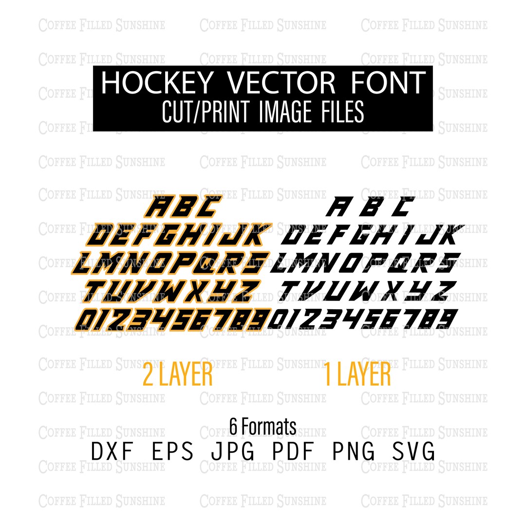 HOCKEY 2LAYER VECTOR Font - SVG Letters, Cutter File, Printable ...