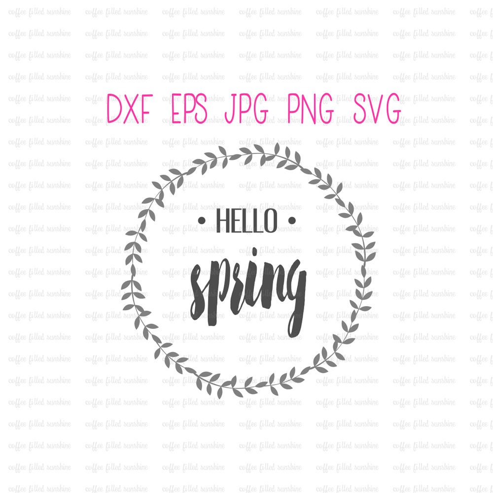 HELLO SPRING WREATH Leaf Wreath Digital Clipart Wreath | Etsy