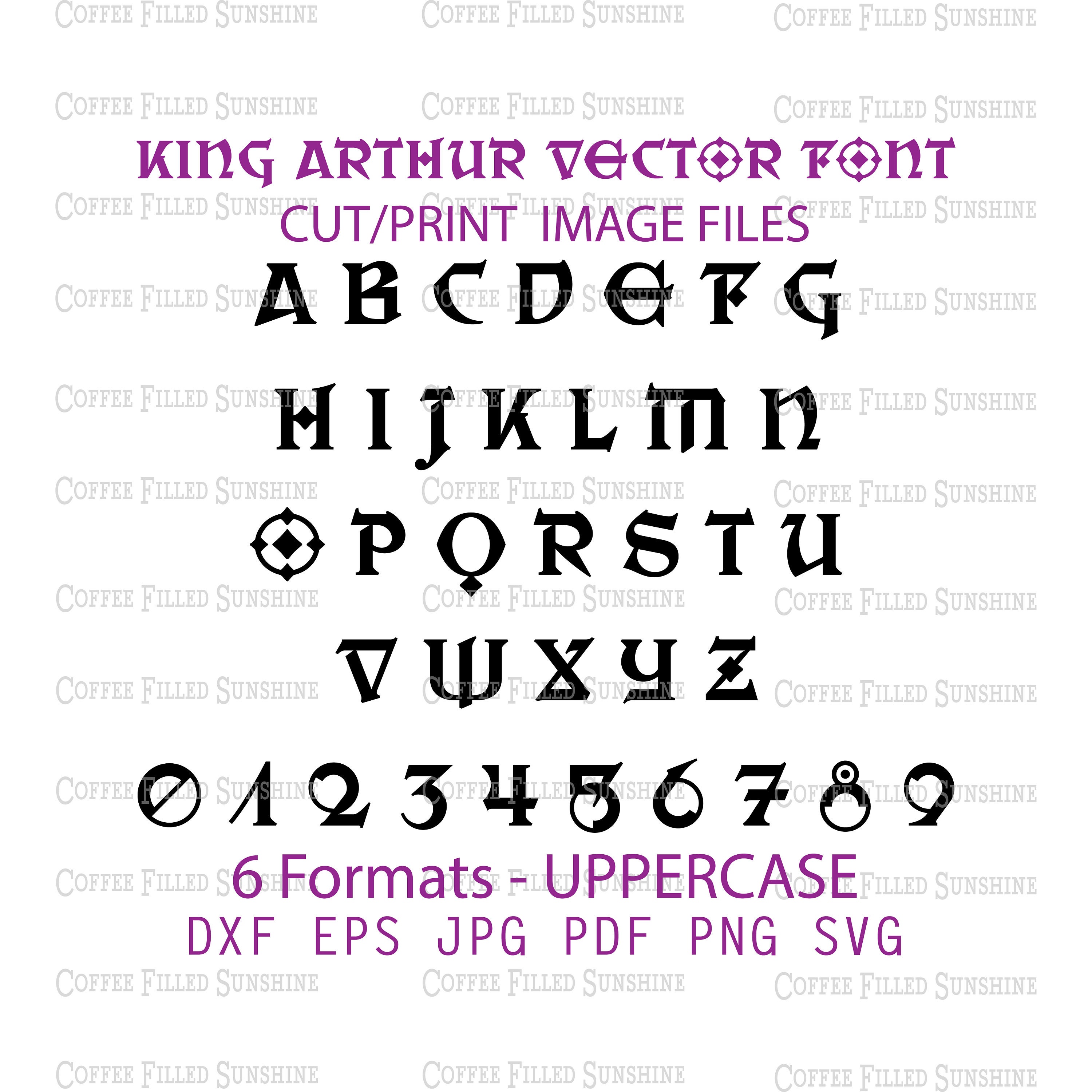 KING ARTHUR VECTOR Letters Medieval Cutter File Printable | Etsy