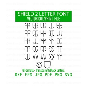SHIELD 2 LETTER FONT - Vector Cut/print File, Instant Download Dxf Eps ...