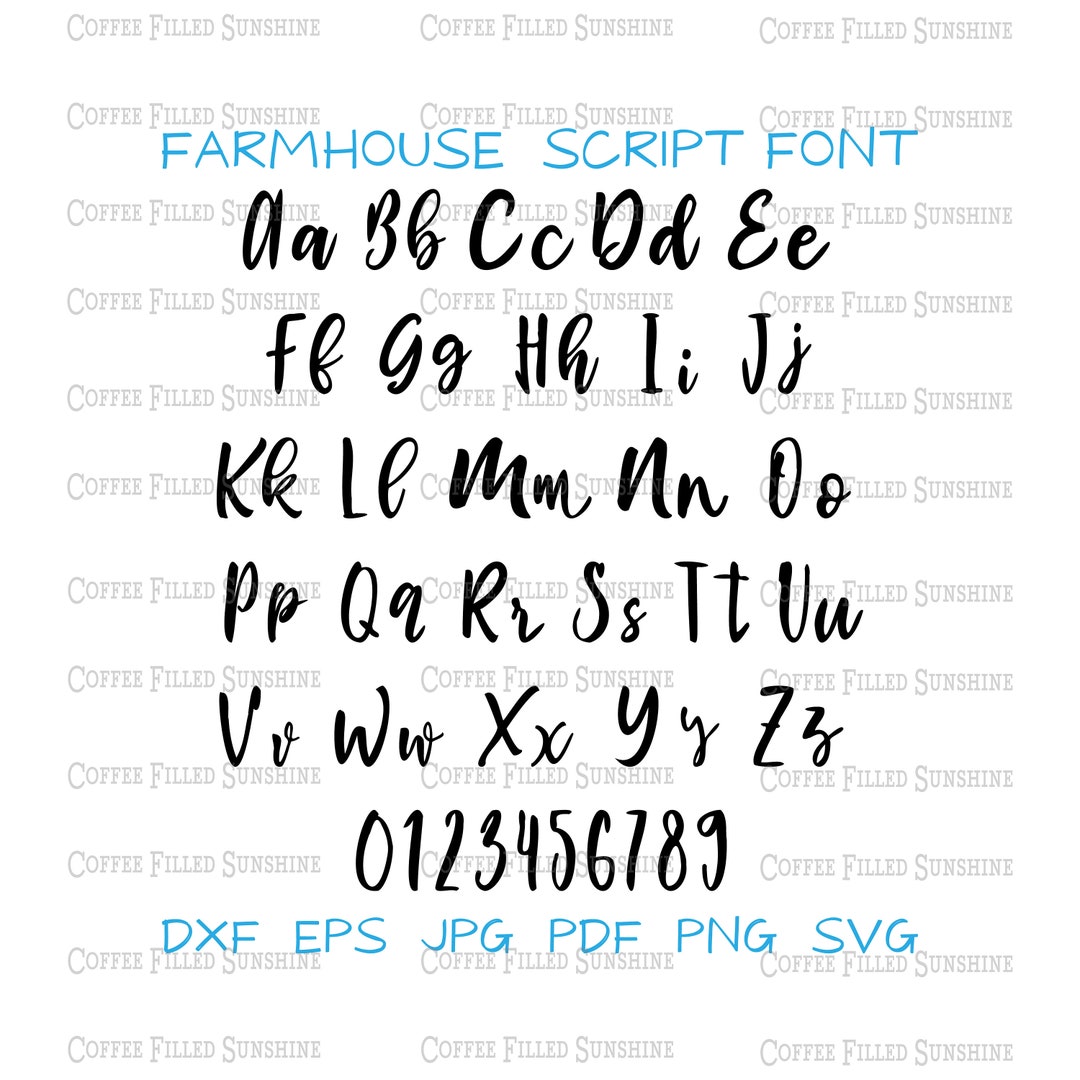FARMHOUSE SCRIPT FONT - Svg Font, Cut/print File, Instant Download ...