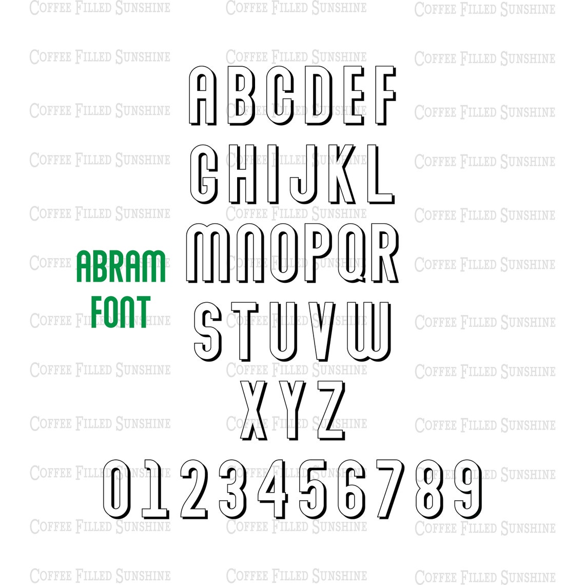 ABRAM TRANSPARENT FONT - Outlined Letter Font, Shadow Font, Monogram ...