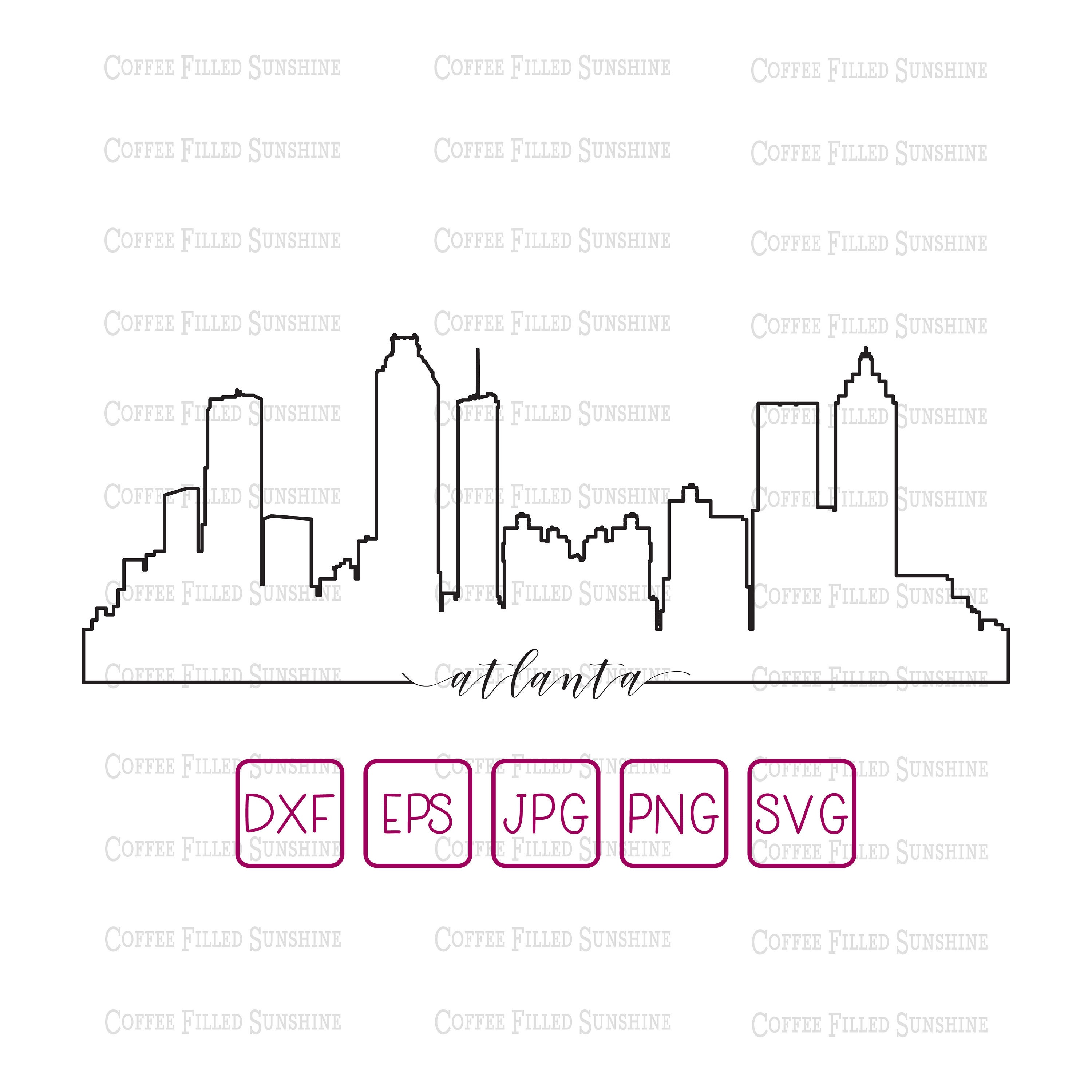 ATLANTA GA SKYLINE - Instant Digital Download, Atlanta Georgia Usa Gps ...