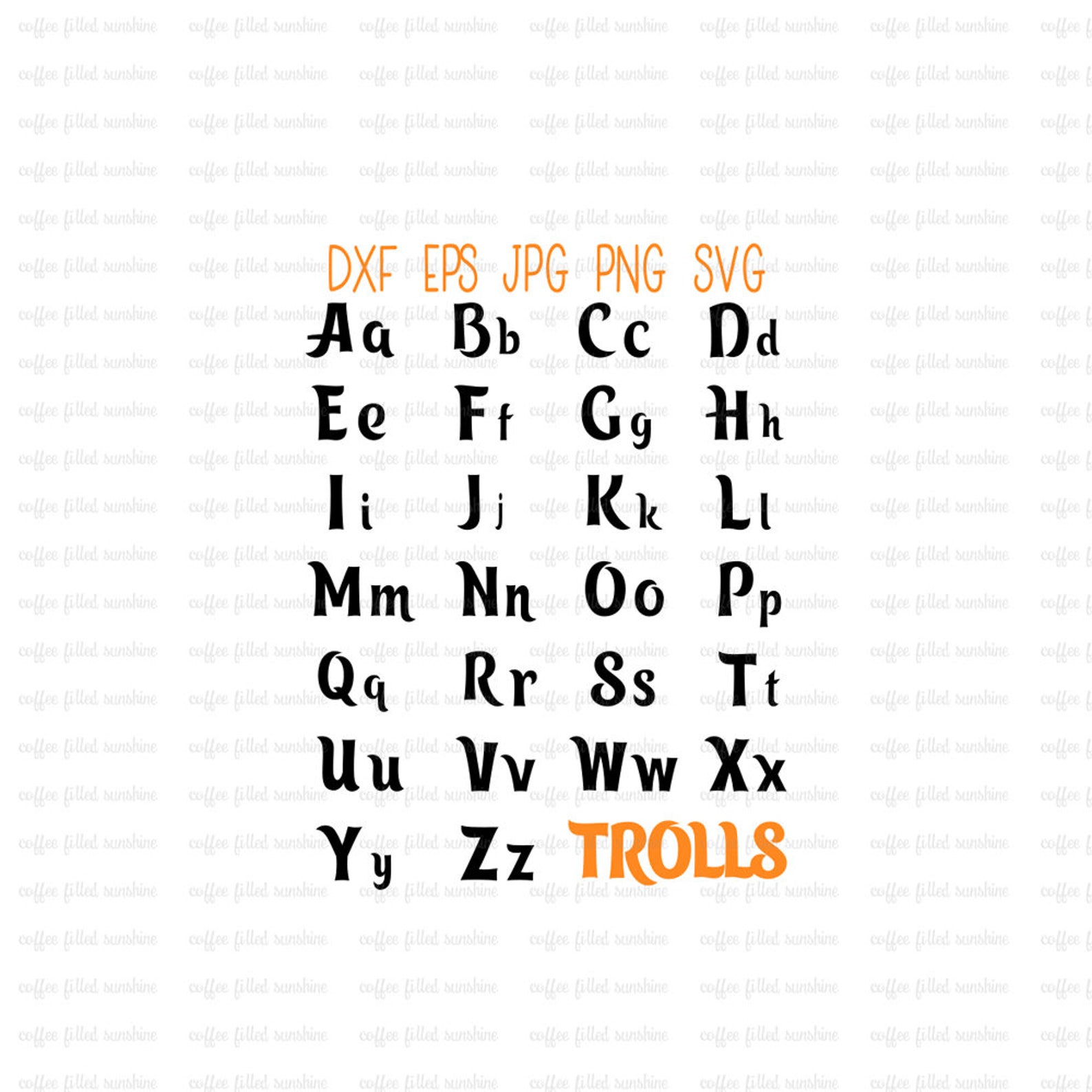 TROLLS SVG LETTERS, Digital Cut File, Svg Schrift, Trolle Schriftart ...