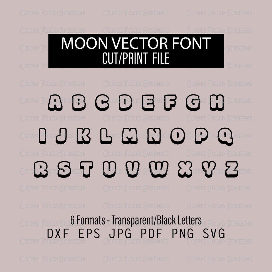 MOON FONT Digital Download VECTOR Shadow Font Transparent - Etsy