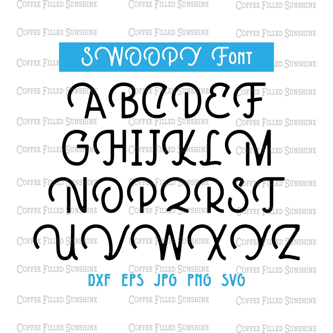 SWOOPY and TALL FONT - A-Z Letters and 0-9 Numbers Included, Decorative ...