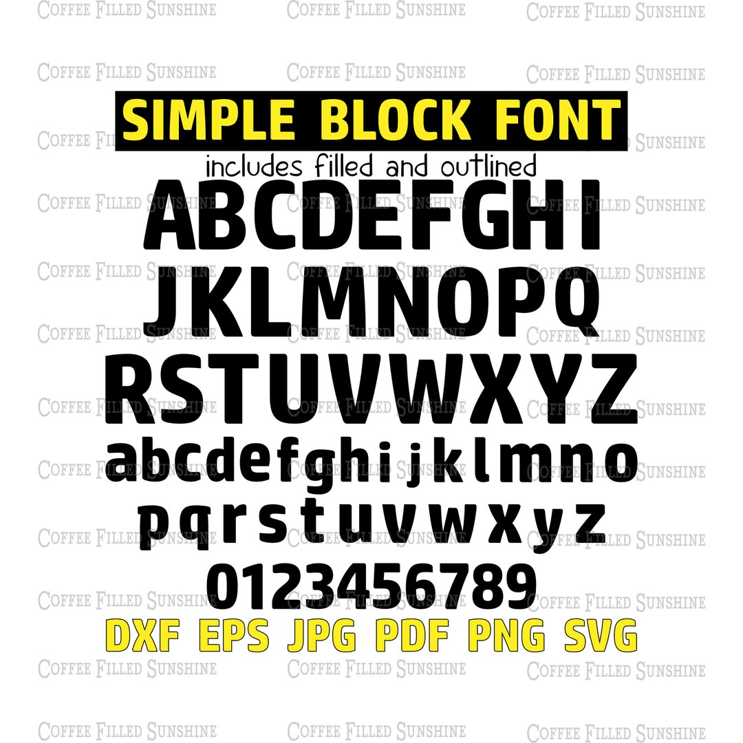 SIMPLE BLOCK FONT Svg - Digital Download - Cutter File, Printable, Iron ...